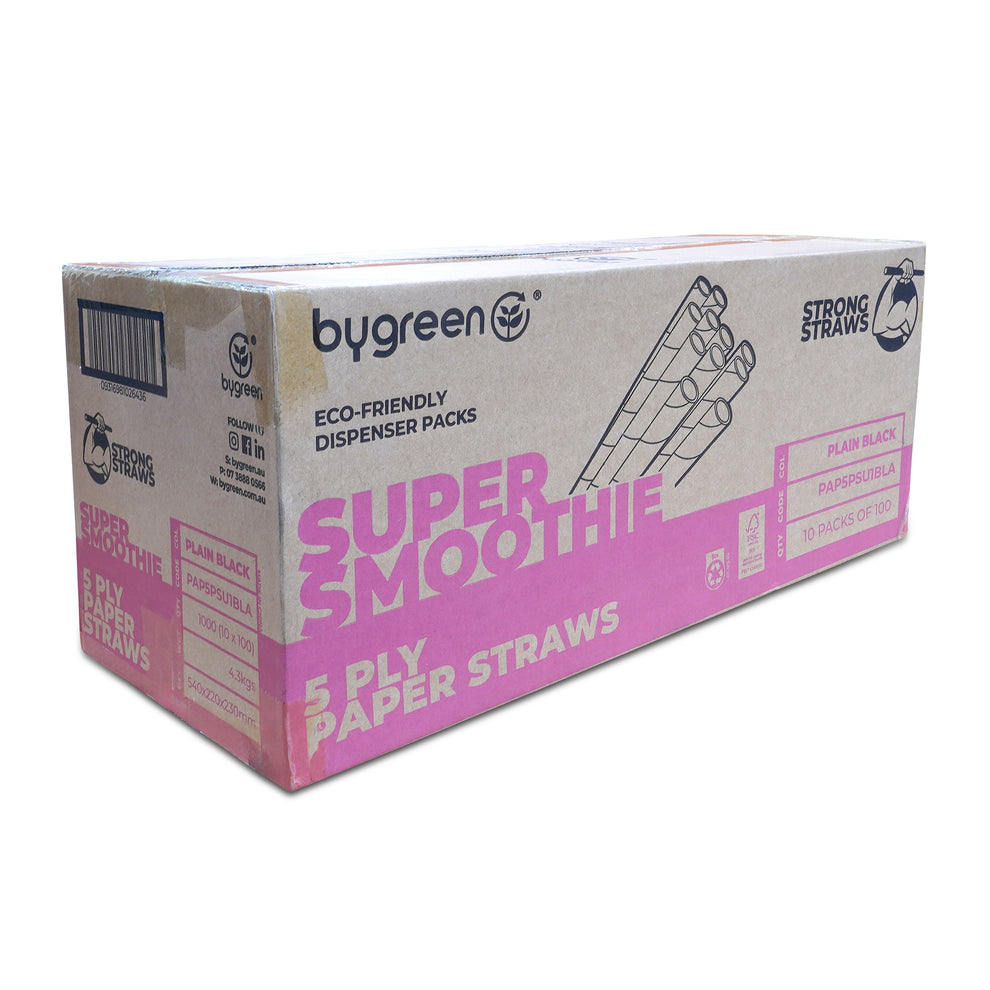STRONG STRAWS - 5 PLY SUPER SMOOTHIE PAPER STRAW - BLACK – The ...